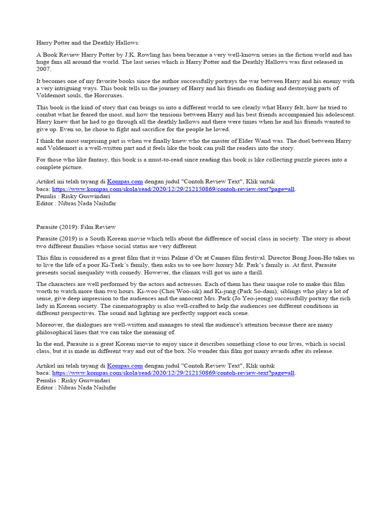REVIEW II Harry Potter and The Deathly Hallows | PDF