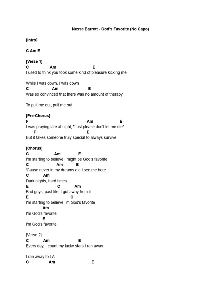Nessa Barrett - God's Favorite Chords | PDF