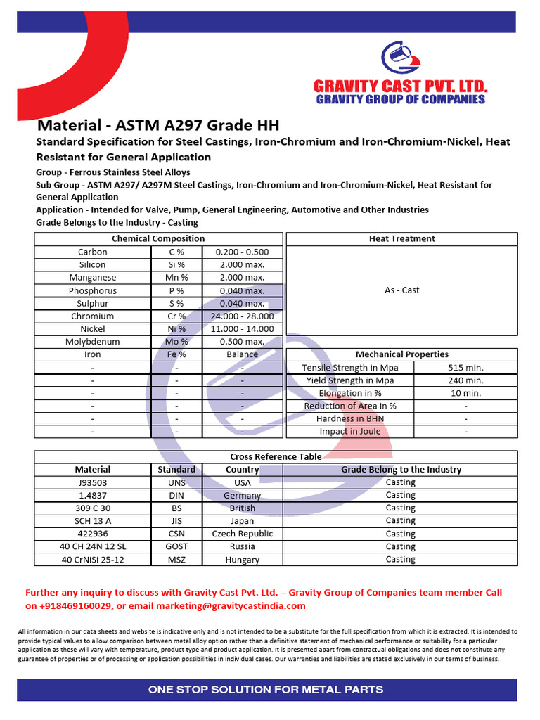 ASTM A297 Grade HH | Download Free PDF | Steel | Alloy