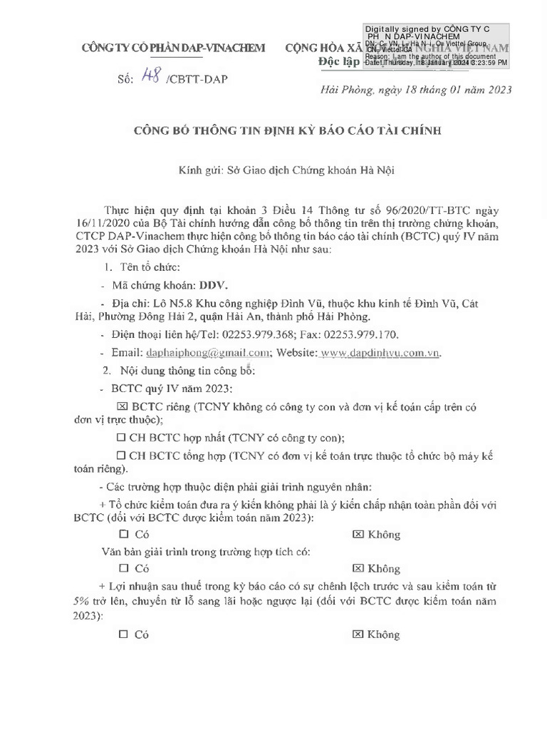 CBTT BCTC QIV.2023 Signed | PDF