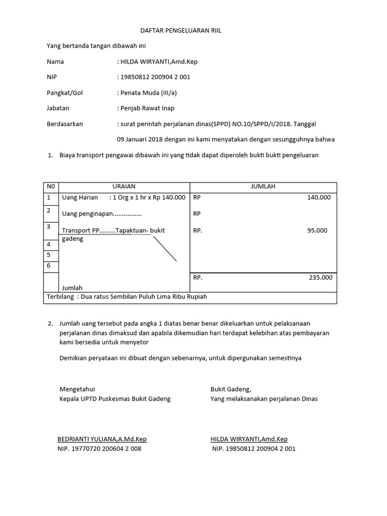 Daftar Rill SPPD | PDF