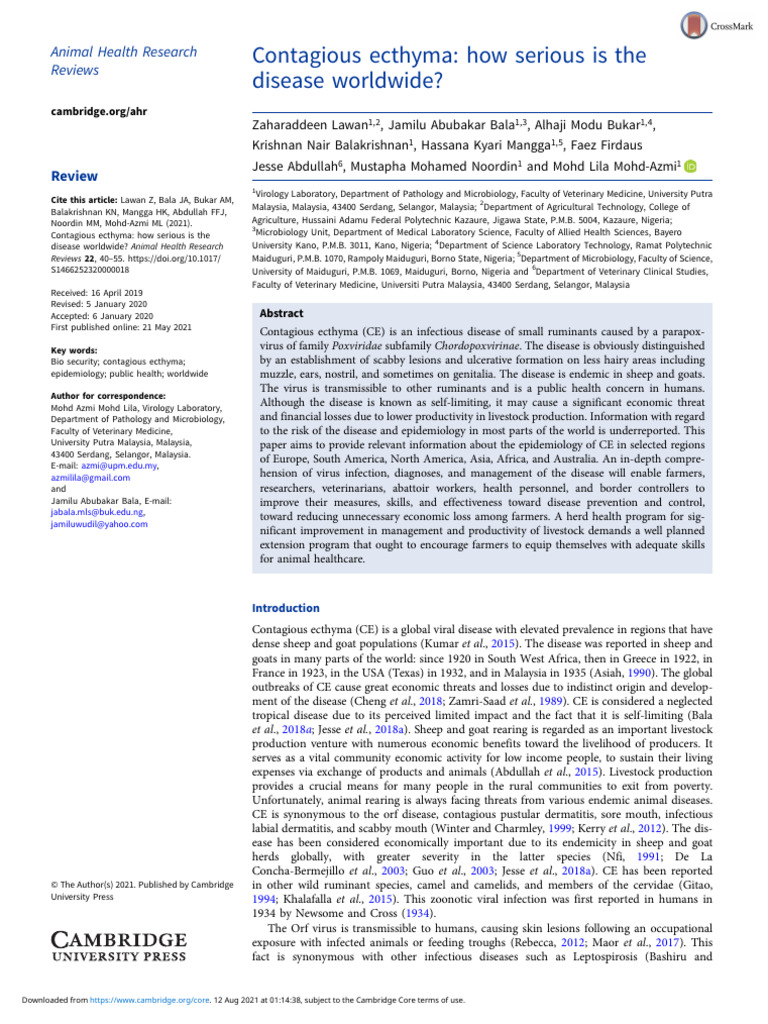 Contagious Ecthyma How Serious Is The | PDF | Vaccines | Virus