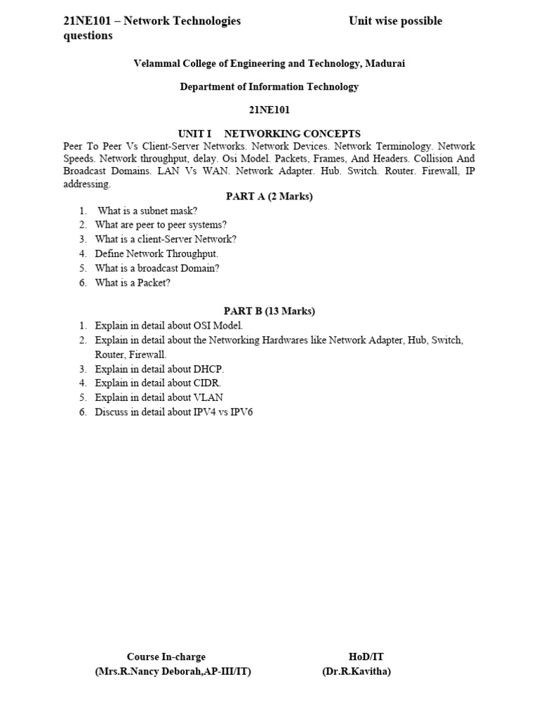 Unit 1 NT Question Bank 1 | PDF