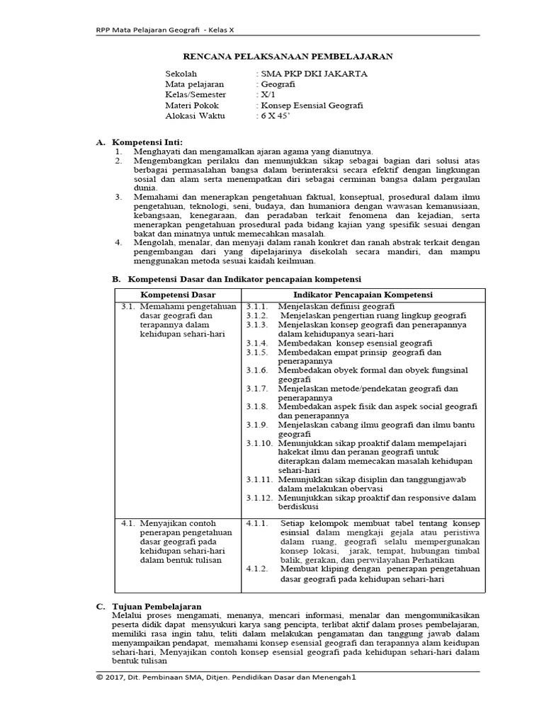 RPP KD. 3.1 Konsep Geo | PDF