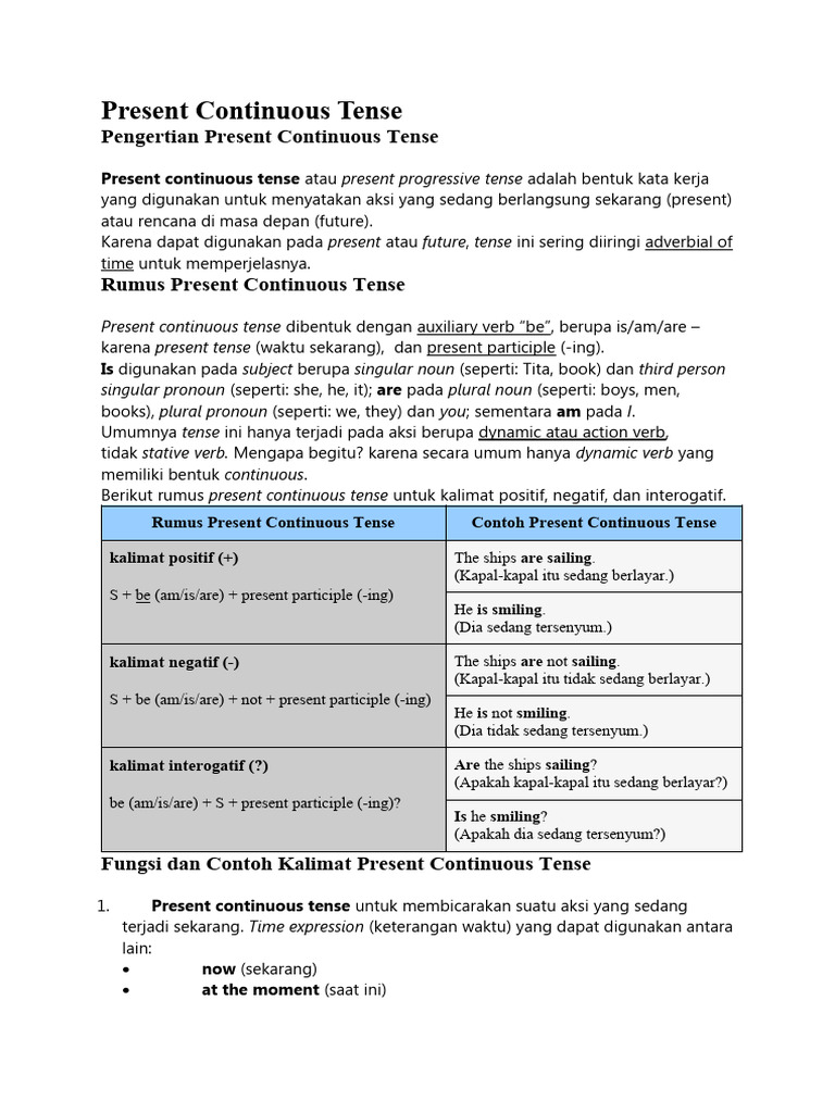 Materi Present Continuous Tense | PDF