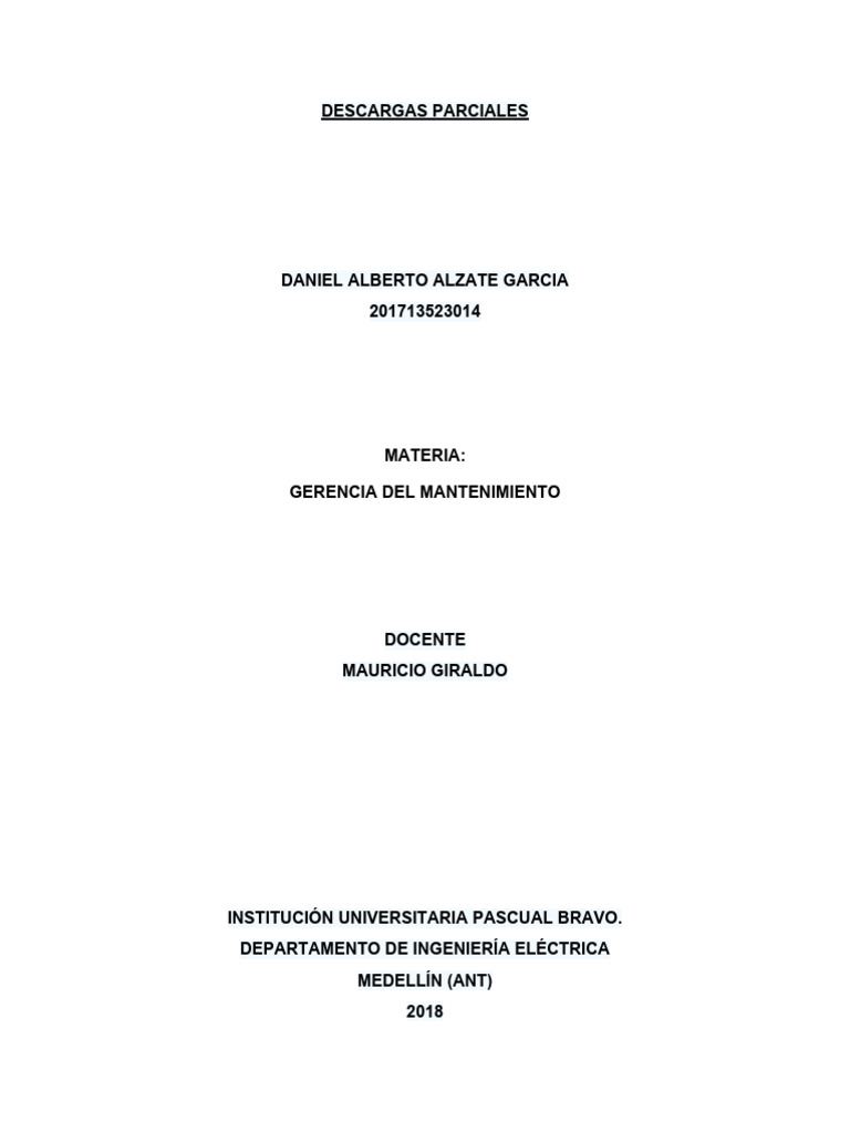 Daniel Alzate Descargas Parciales | PDF | Aislador (Electricidad ...
