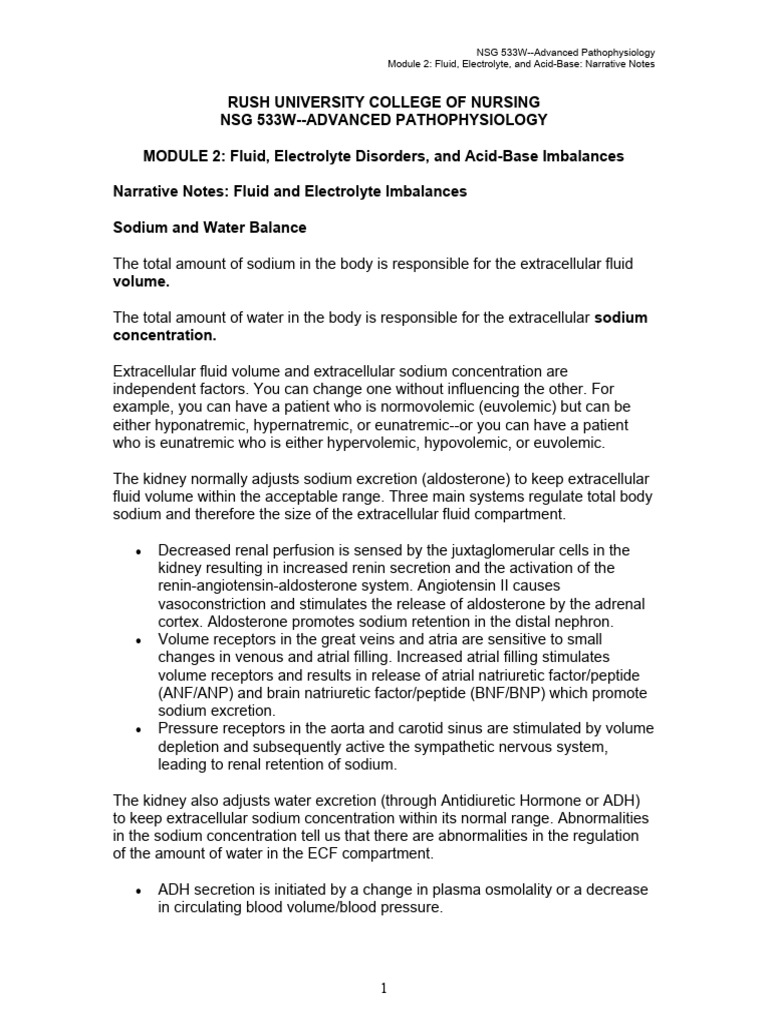 Module 2 Fluid Electrolyte Disorders Acid Base Notes 9th Ed | PDF ...
