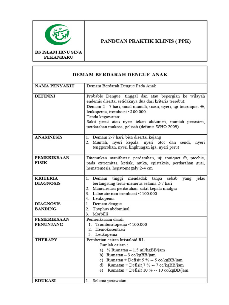 Panduan DBD Anak: Diagnosis & Terapi | PDF