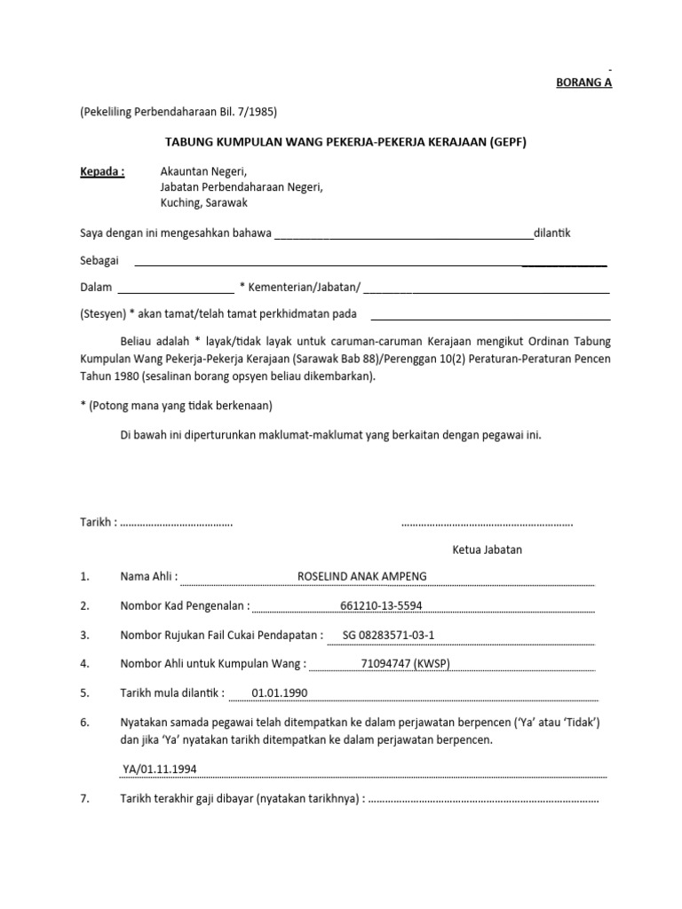 Borang A | PDF