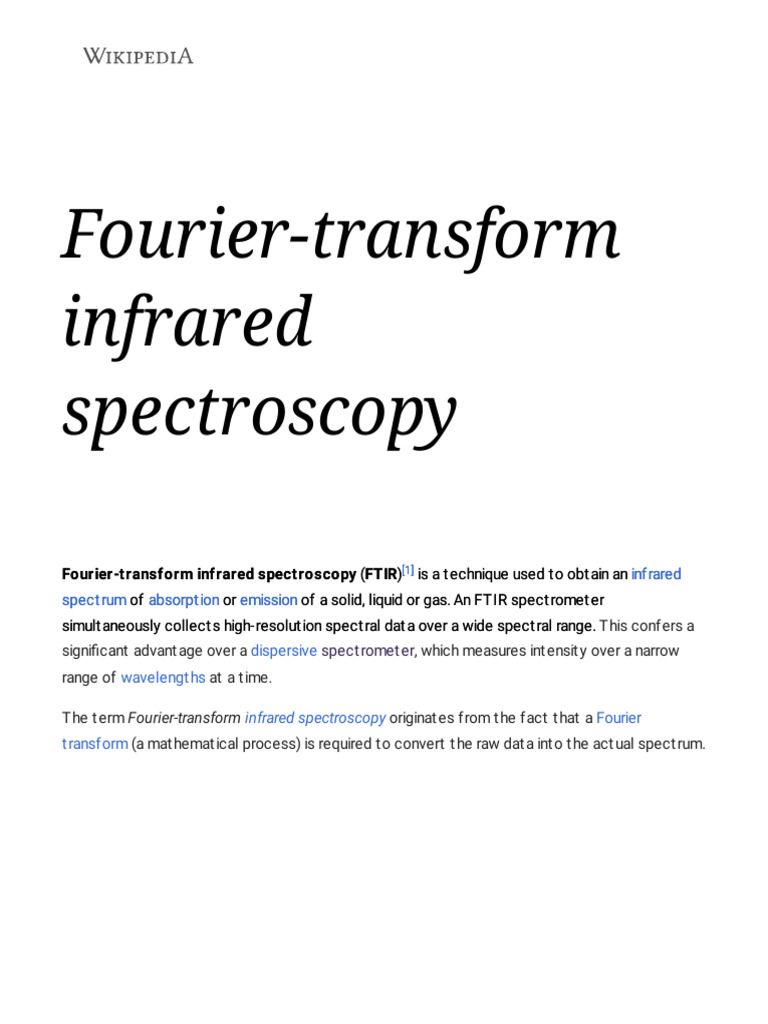 Fourier-Transform Infrared Spectroscopy - Wikipedia | Download Free PDF ...