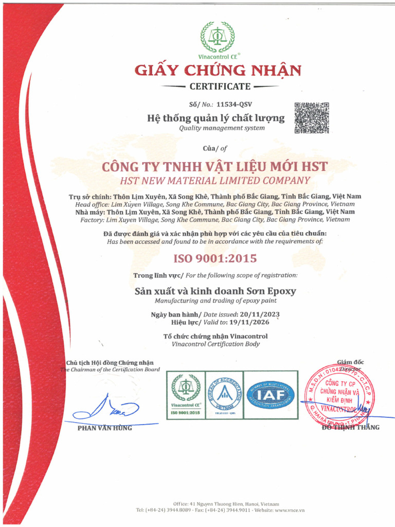Epoxy Paint Certification | PDF | Vietnam