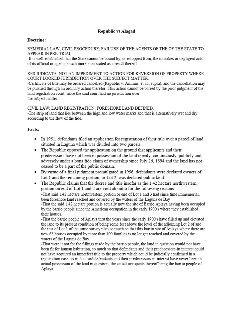 Republic Vs Alagad | PDF | Res Judicata | Political Law