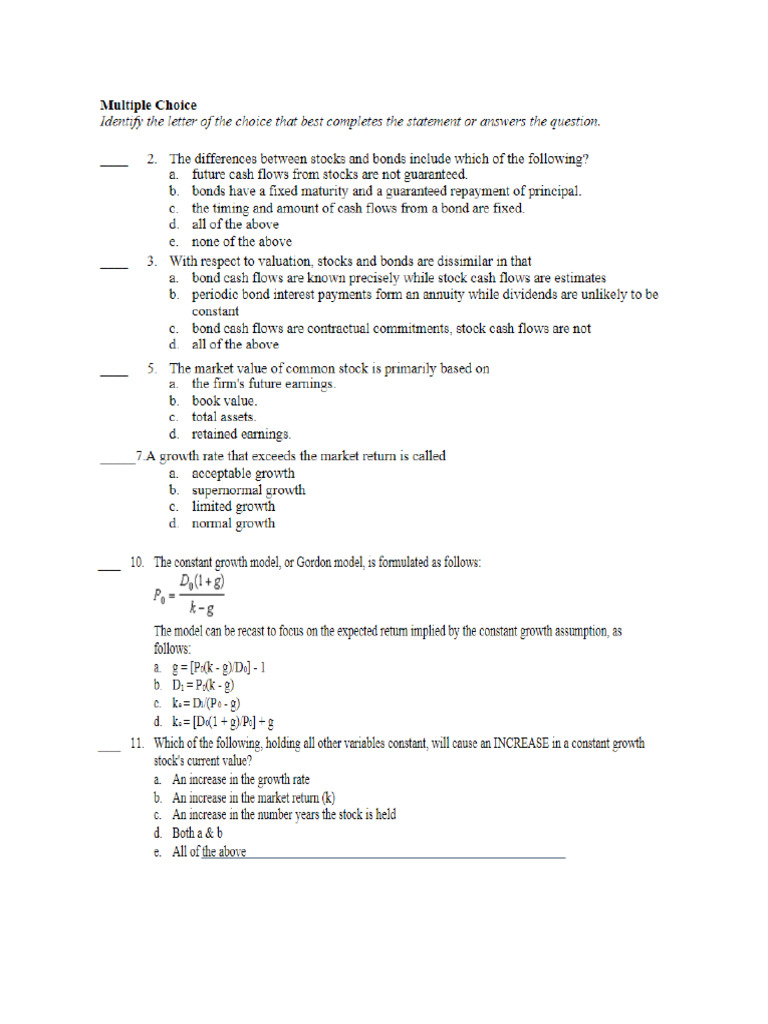 Revision Questions - Set 4 | PDF