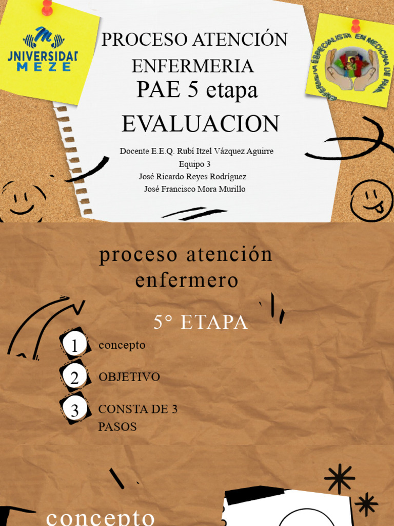 Proceso Atención Enfermeria: PAE 5 Etapa Evaluacion | PDF | Enfermería | Evaluación
