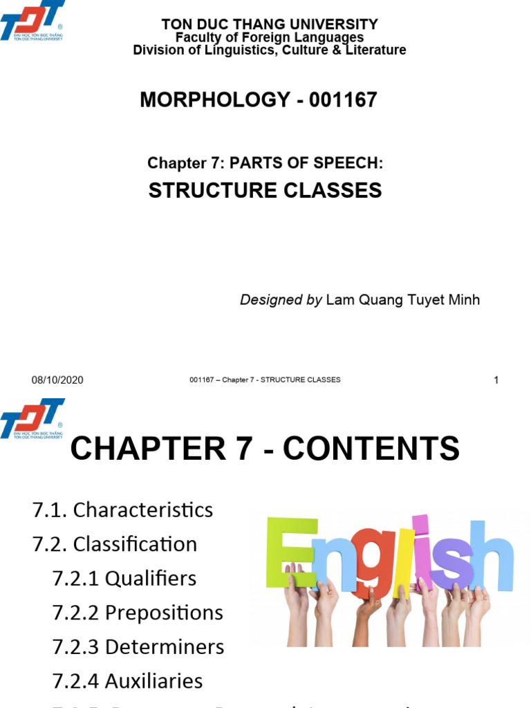 Morphology - Chapter 7 - Structure Classes | PDF | Verb | Adjective
