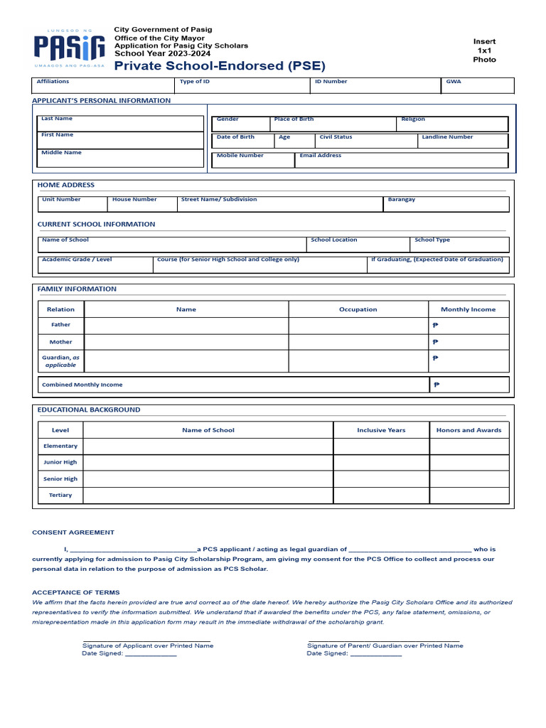 Pse Application Form 23-24 | PDF