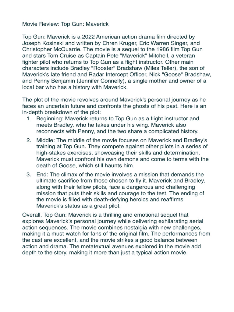 Top Gun Maverick Movie Review | PDF