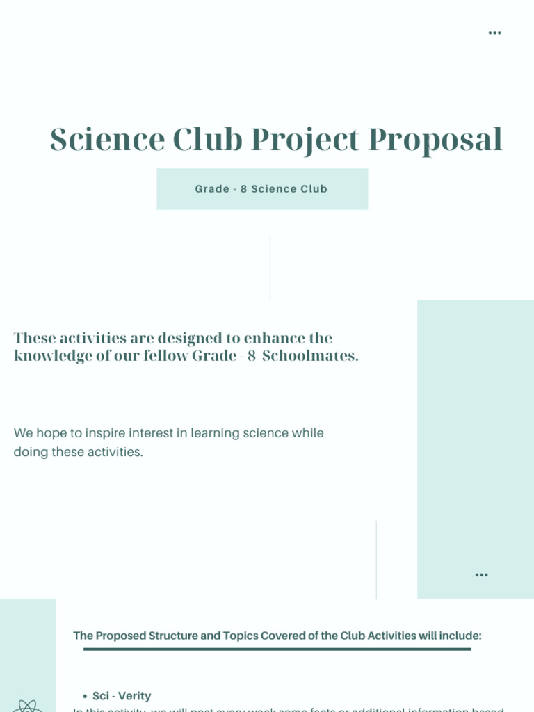 Grade 8 Science Club Project Proposal | PDF