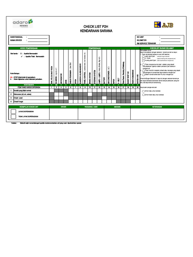 P2H & Time Sheet AJB | PDF