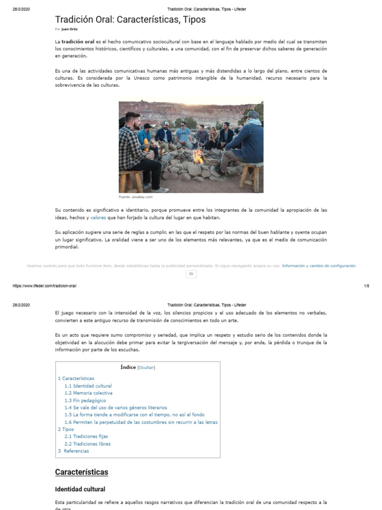 Tradición Oral - Características, Tipos - Lifeder | PDF | Tradición ...
