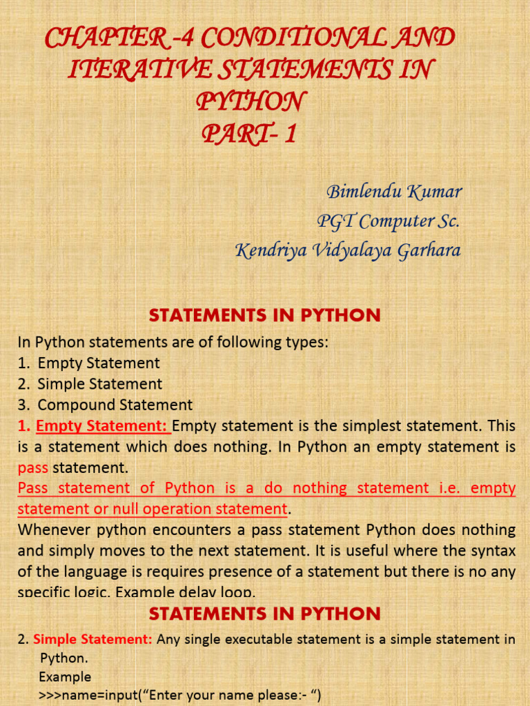 Chapter - 4 Pythons Control Statements | PDF | Control Flow | Algorithms Chapter - 4 Pythons Control Statements | PDF | Control Flow | Algorithms