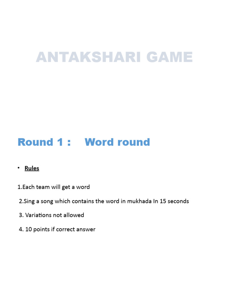 Antakshari Game | PDF