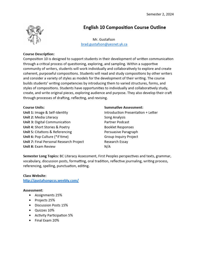 English 10 Composition - Course Outline | PDF