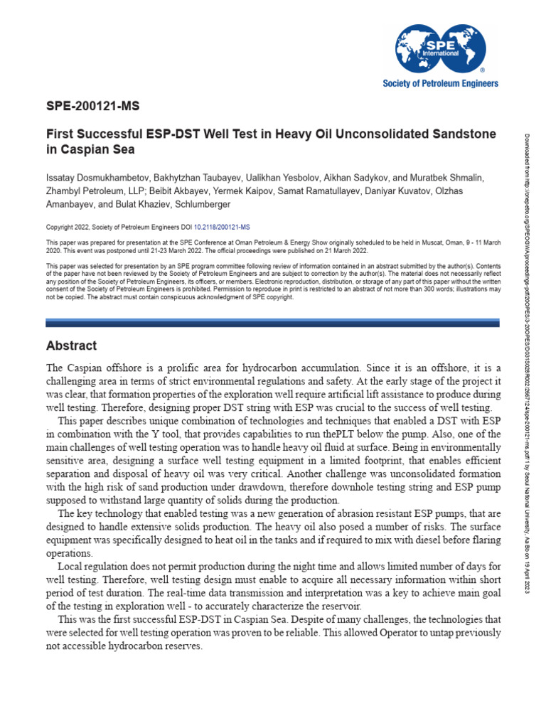 SLB ESP DST Spe 200121 Ms | PDF | Petroleum Reservoir | Chemical ...