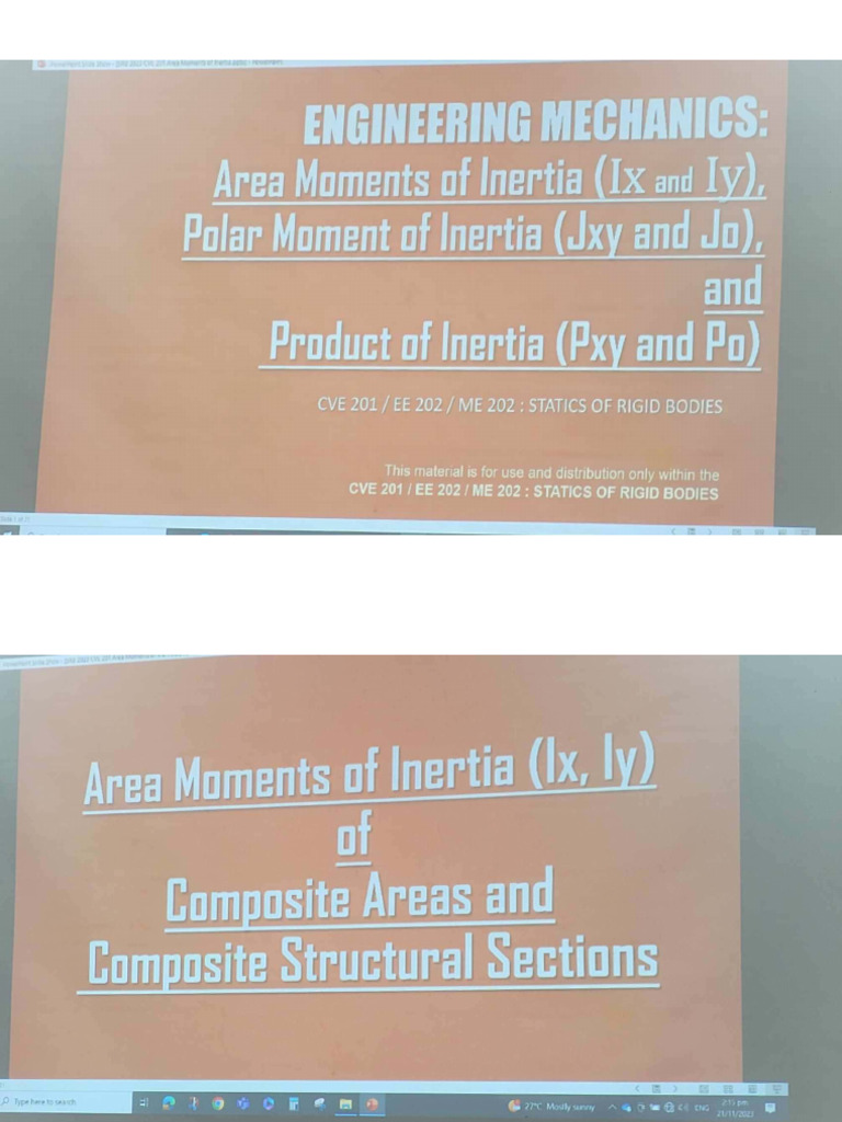 SRB - Lecture 17 - Area Moments of Inertia, Polar Moment of Inertia ...