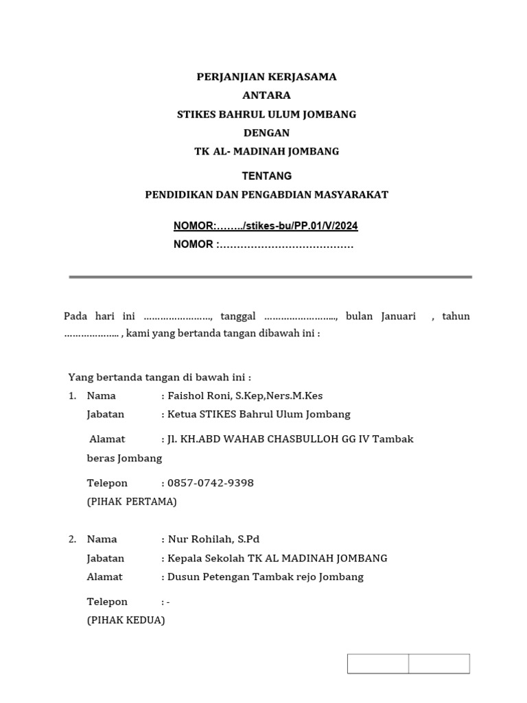 Mou TK Almadinah DG Stikes | PDF