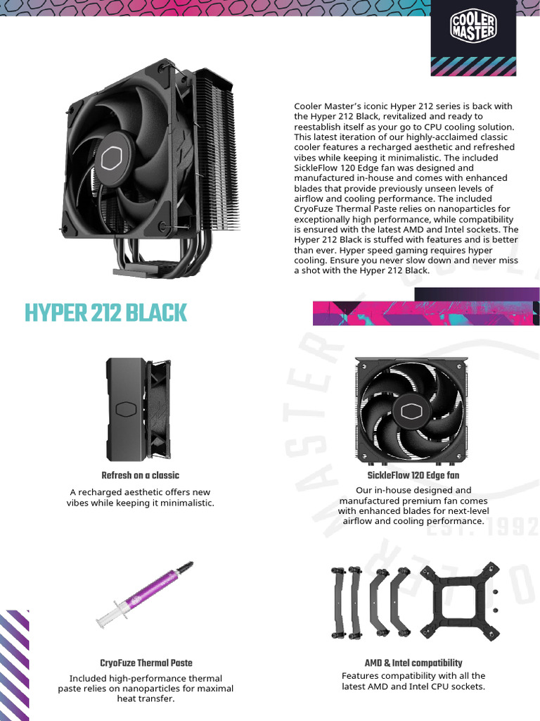 Hyper 212 Black Product Sheet | PDF | Manufactured Goods | Computer Hardware