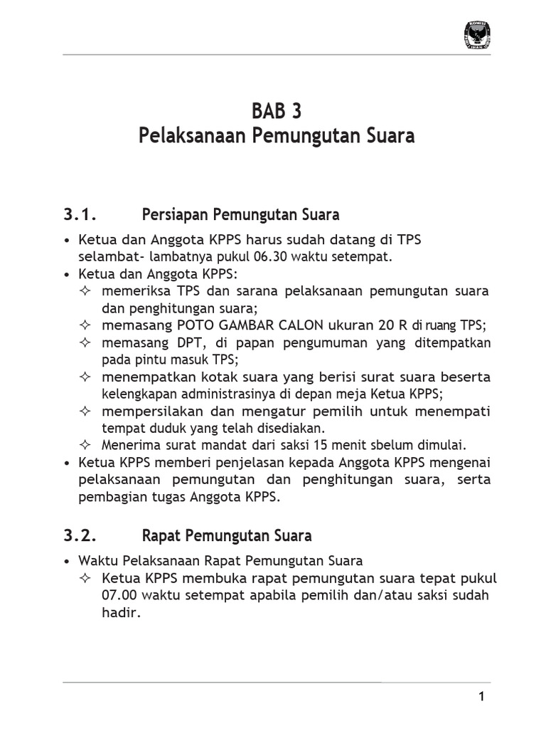 TATA CARA PEMUNGUTAN SUARA DI TPS | PDF