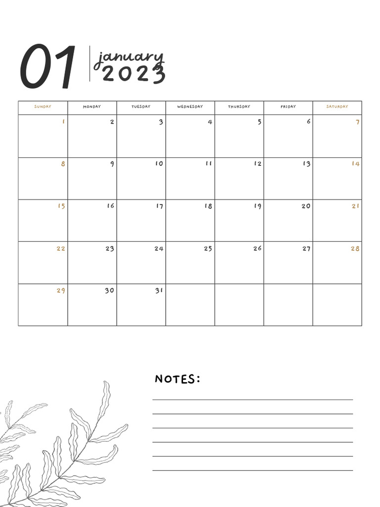 Black and White Minimalist Monthly Calendar Planner | PDF