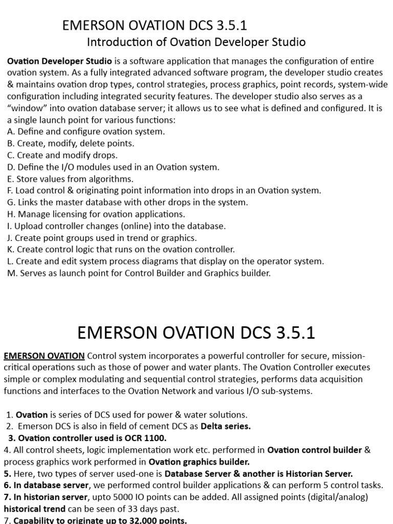 Ovation DCS 3.5.1 Overview and Features | PDF | Central Processing Unit | Databases