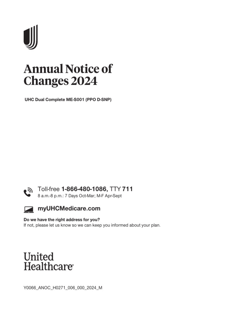 Annual Notice of Changes 2024 | PDF | Medicare (United States) | Medicaid