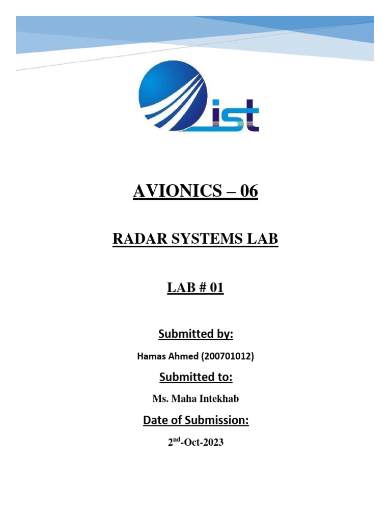 Radar Lab 1 | PDF | Signal To Noise Ratio | Electrical Engineering