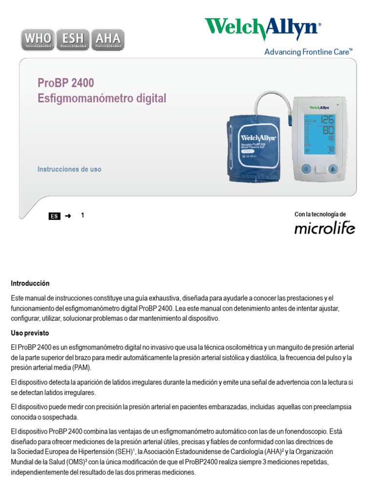 Manual Usuario ProBP 2400 DFU ES | PDF | Presión sanguínea | Sistema ...