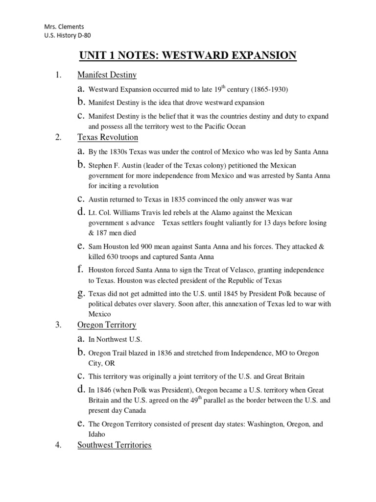 Unit 1 Westward Expansion Notes | PDF | Free Silver | Sioux
