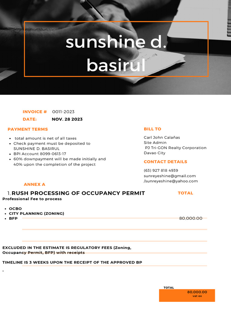 Discovery Samal Occupancy Permit Cost Estimate | PDF