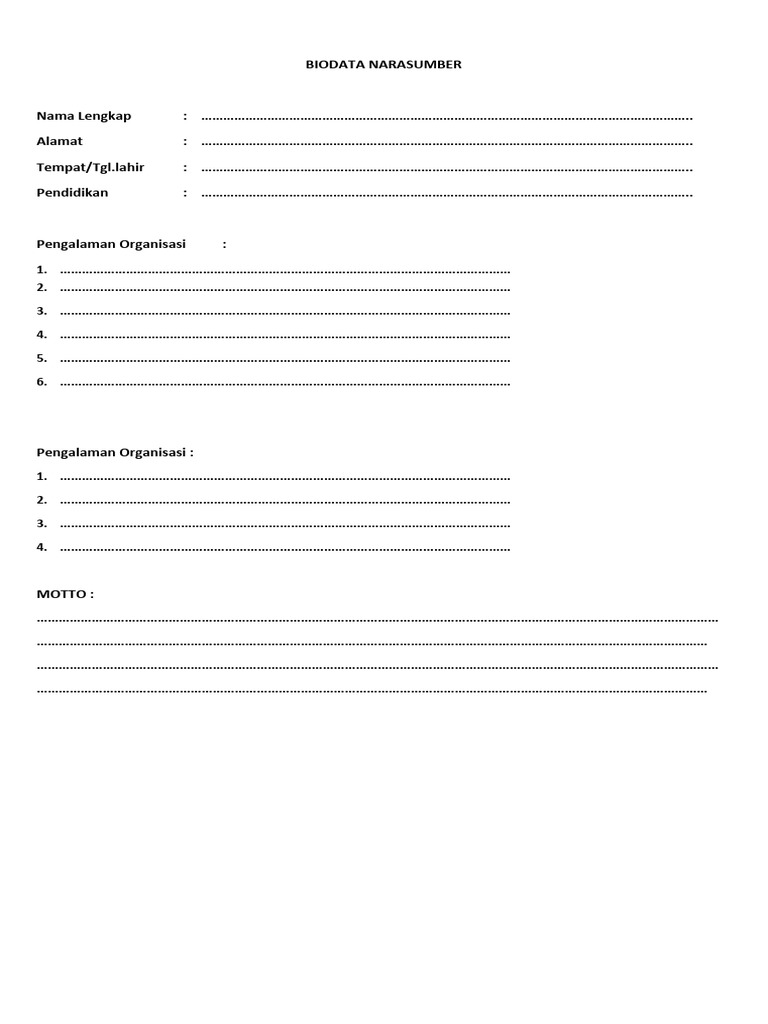 Biodata Nara Sumber | PDF