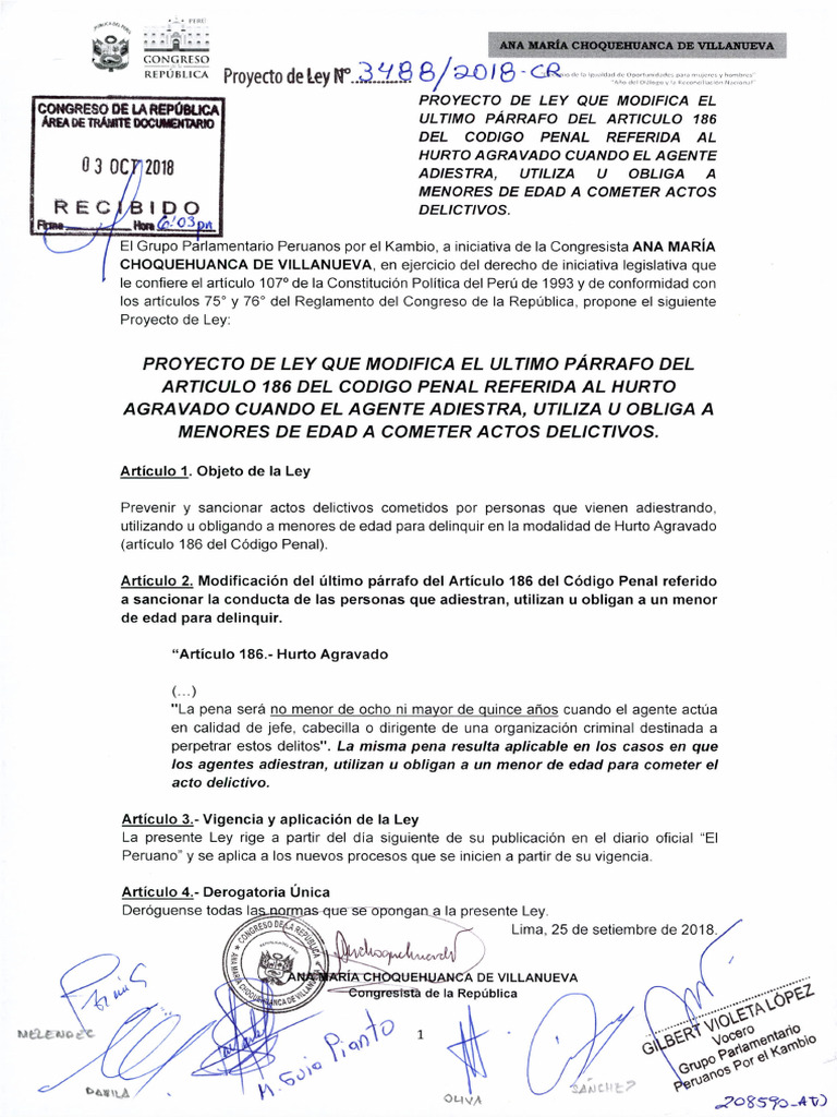 Ley Que Modifica El Último Párrafo Del Artículo 186 Del Código Penal ...