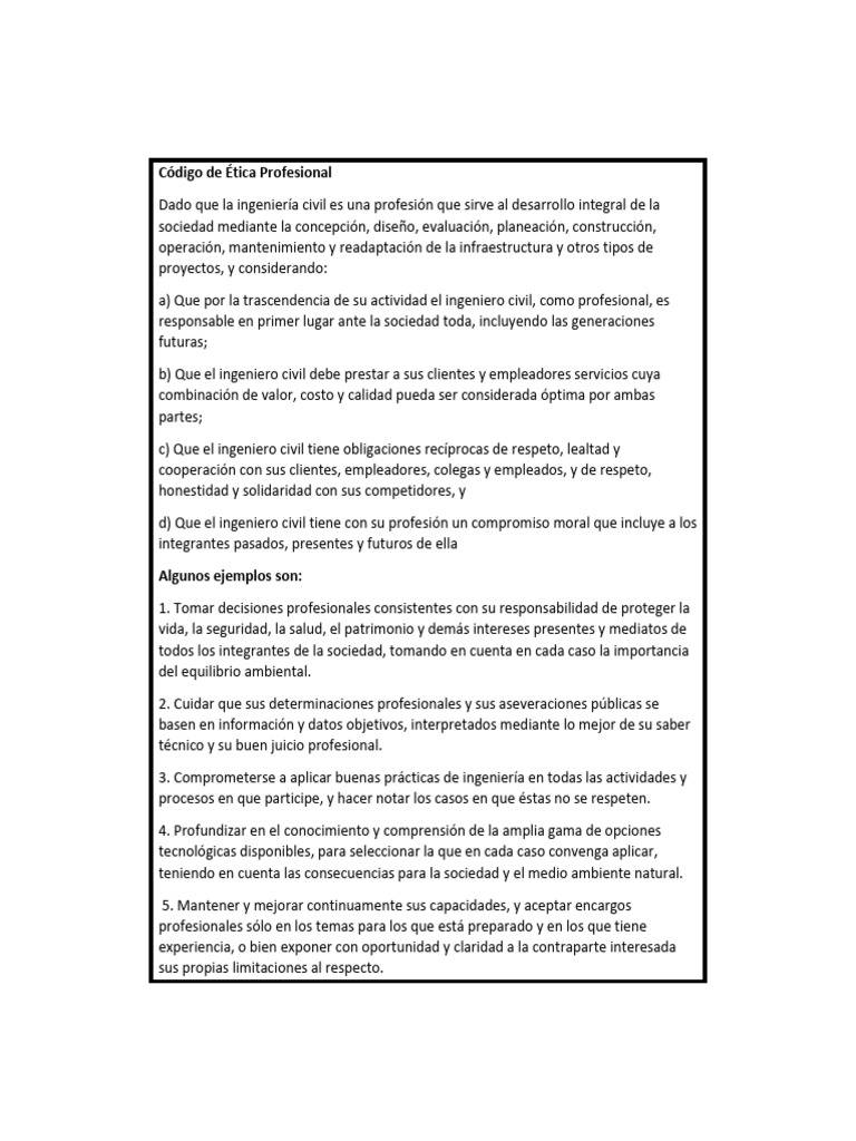 Código de Ética Profesional | PDF | Ingeniería | Sociedad