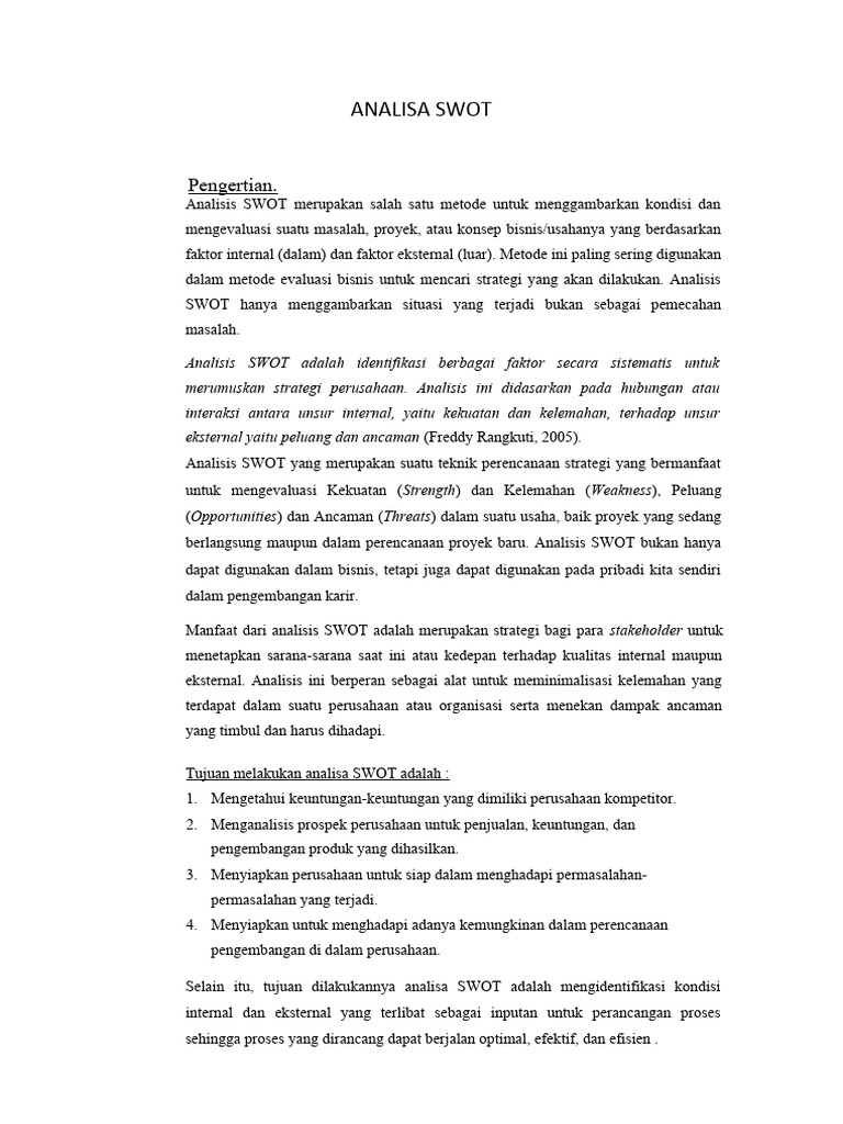 Ancaman dalam Analisis SWOT | PDF