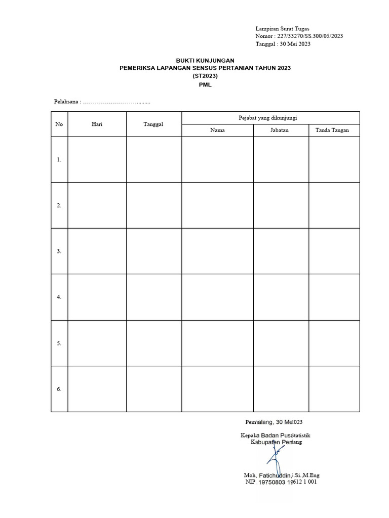 Bukti Kunjungan PML | PDF