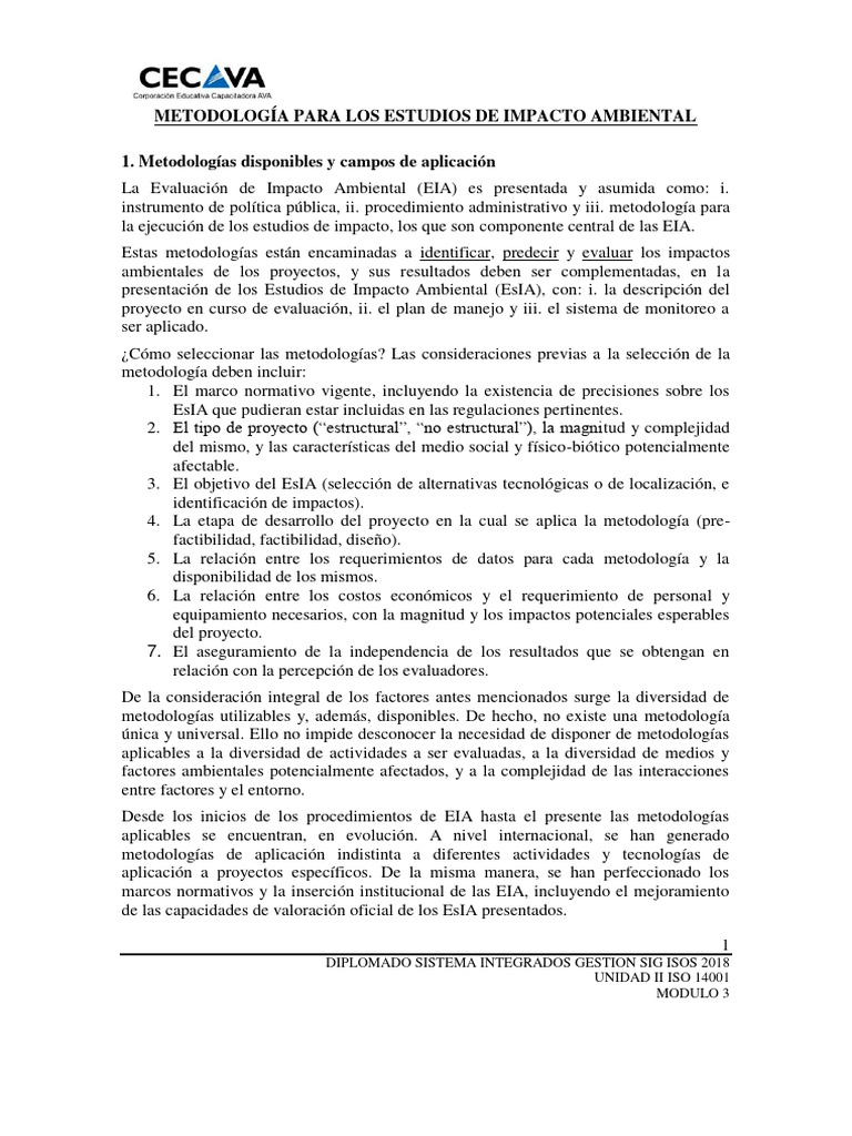 TEMA-2-Metodologia-EIA | PDF | Evaluación de impacto ambiental | Geografía Física