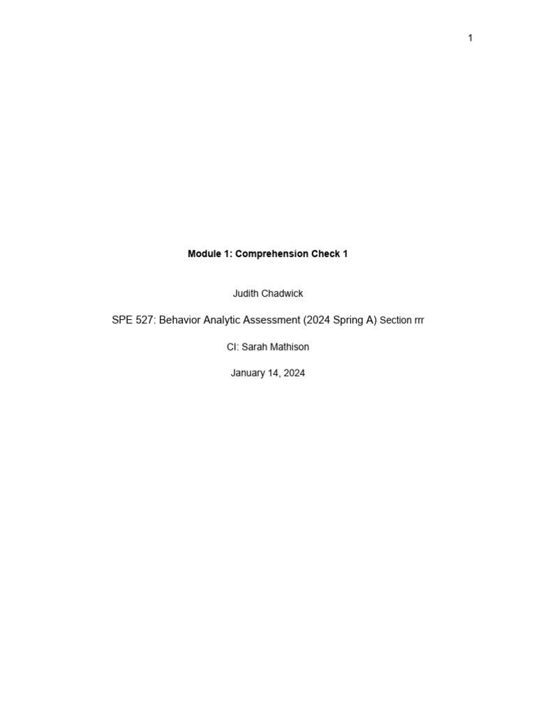 Comprehension Check 1 | PDF