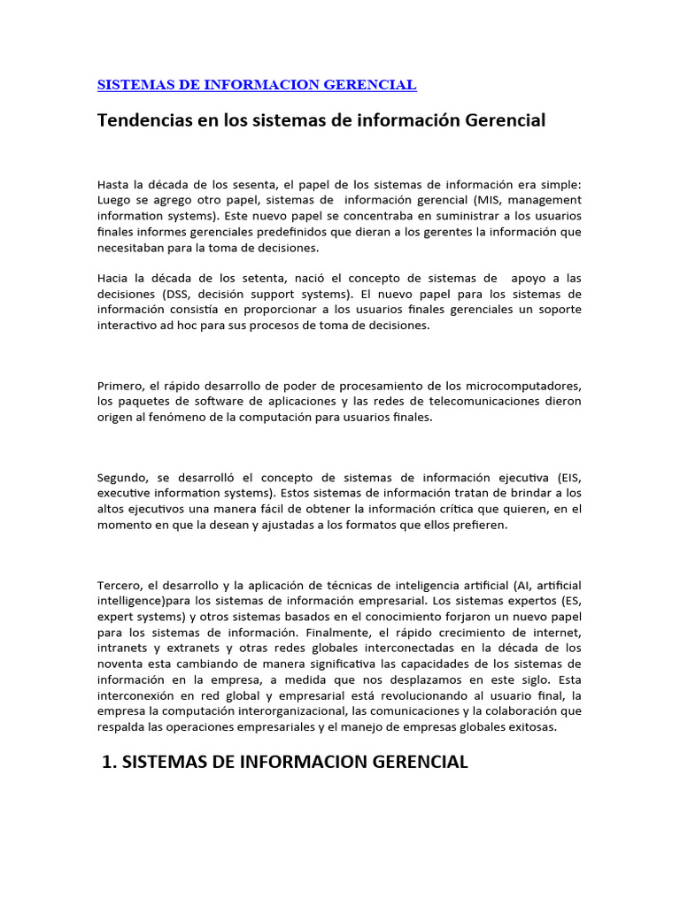 Sistemas de Informacion Gerencial | PDF | Sistema de Información de Gestión | Información