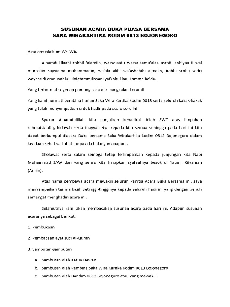 Susunan Acara Buka Puasa Bersama-1 | PDF Susunan Acara Buka Puasa Bersama-1 | PDF