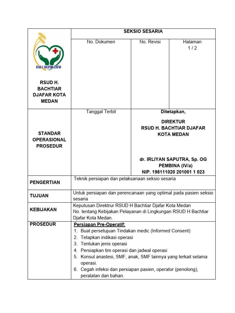 Sop Seksio Sesaria | PDF