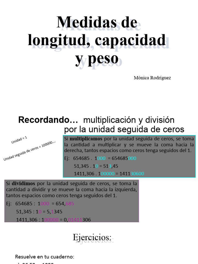 Medidas de Longitud, Capacidad y Peso | PDF | Sistema Internacional de ...